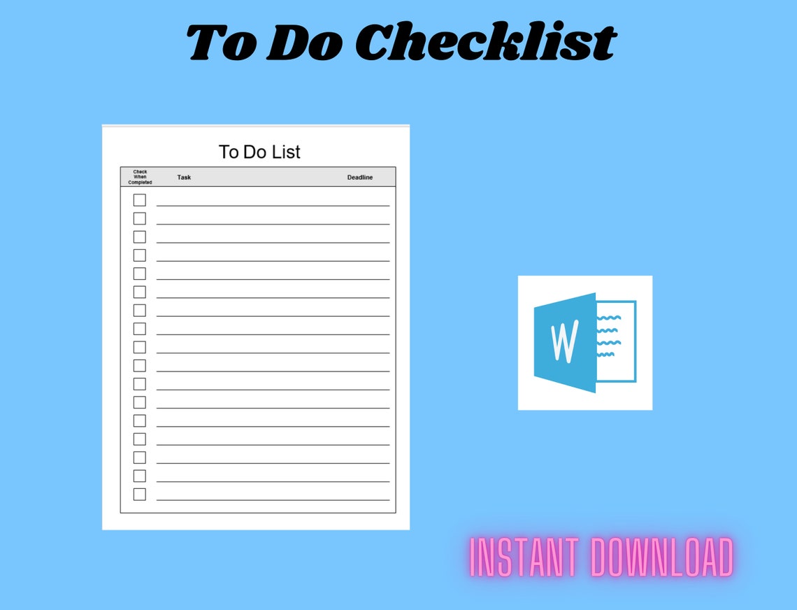 To Do List, Inventory Checklist, Daily Checklist, Student Checklist ...