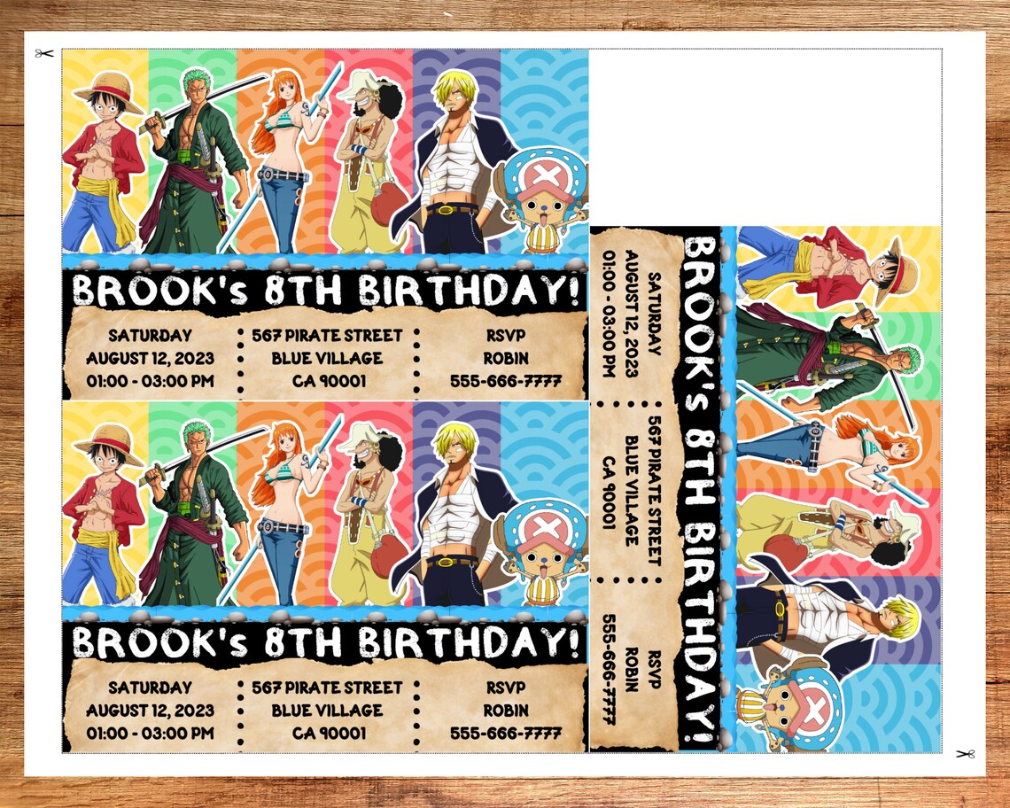 One Piece Birthday Invitation Card at Karen Batey blog
