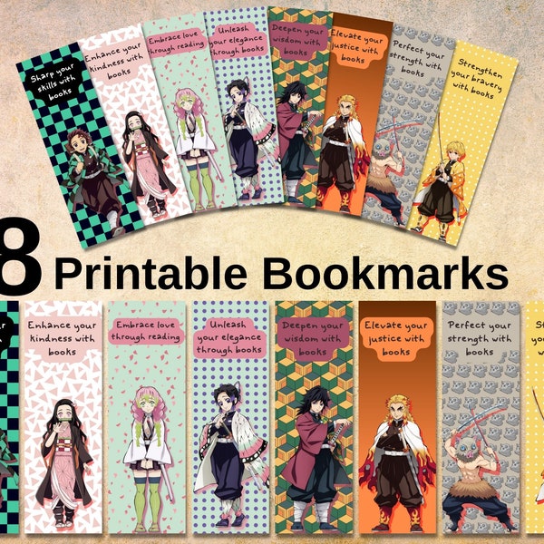 Anime Bookmark Printable - Etsy