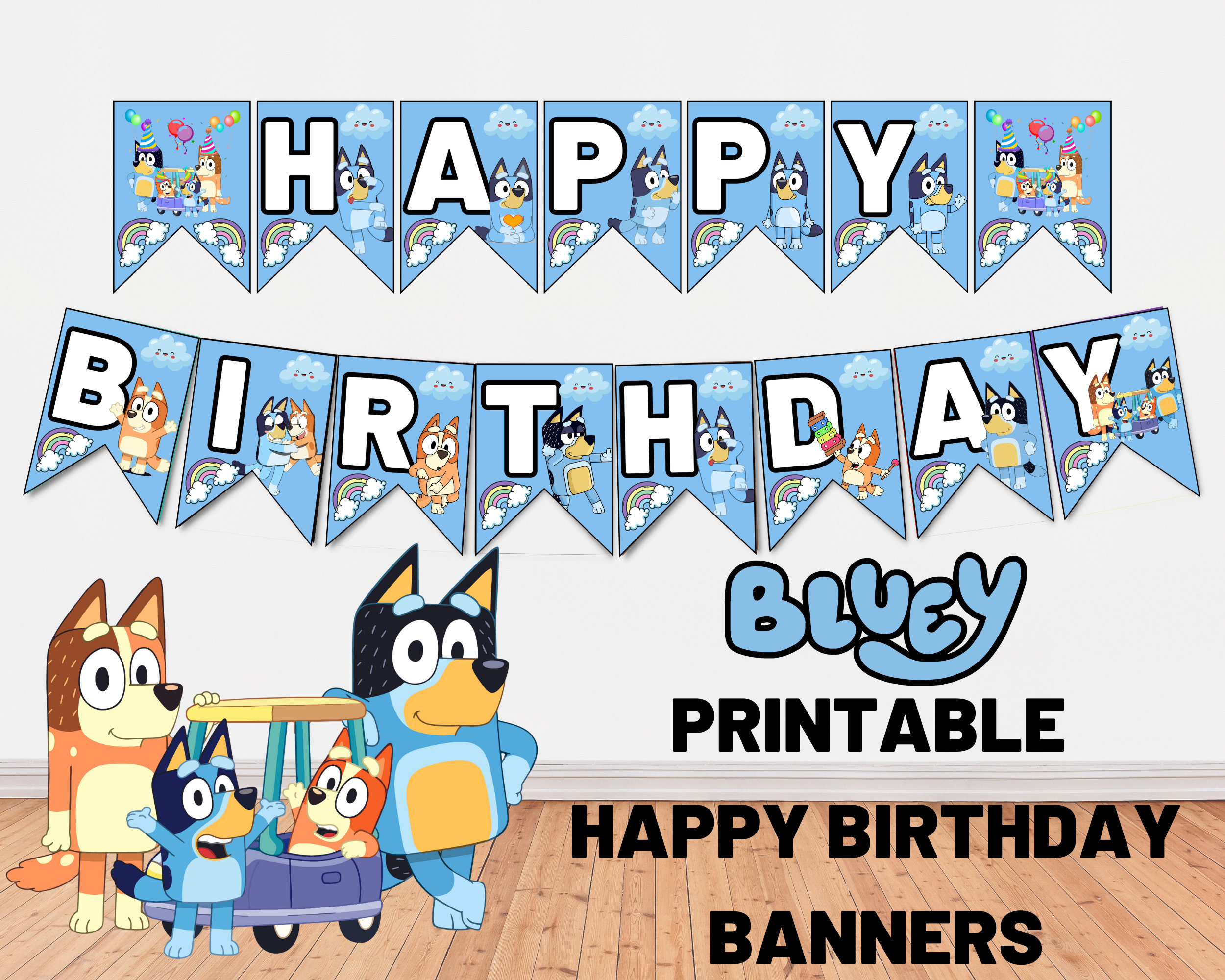 Bluey Birthday Banners Printable Bluey Flags Personalized - Etsy Singapore