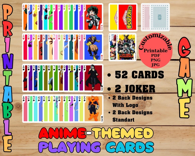 Printable Customizable Anime Playing Cards Custom Playing - Etsy