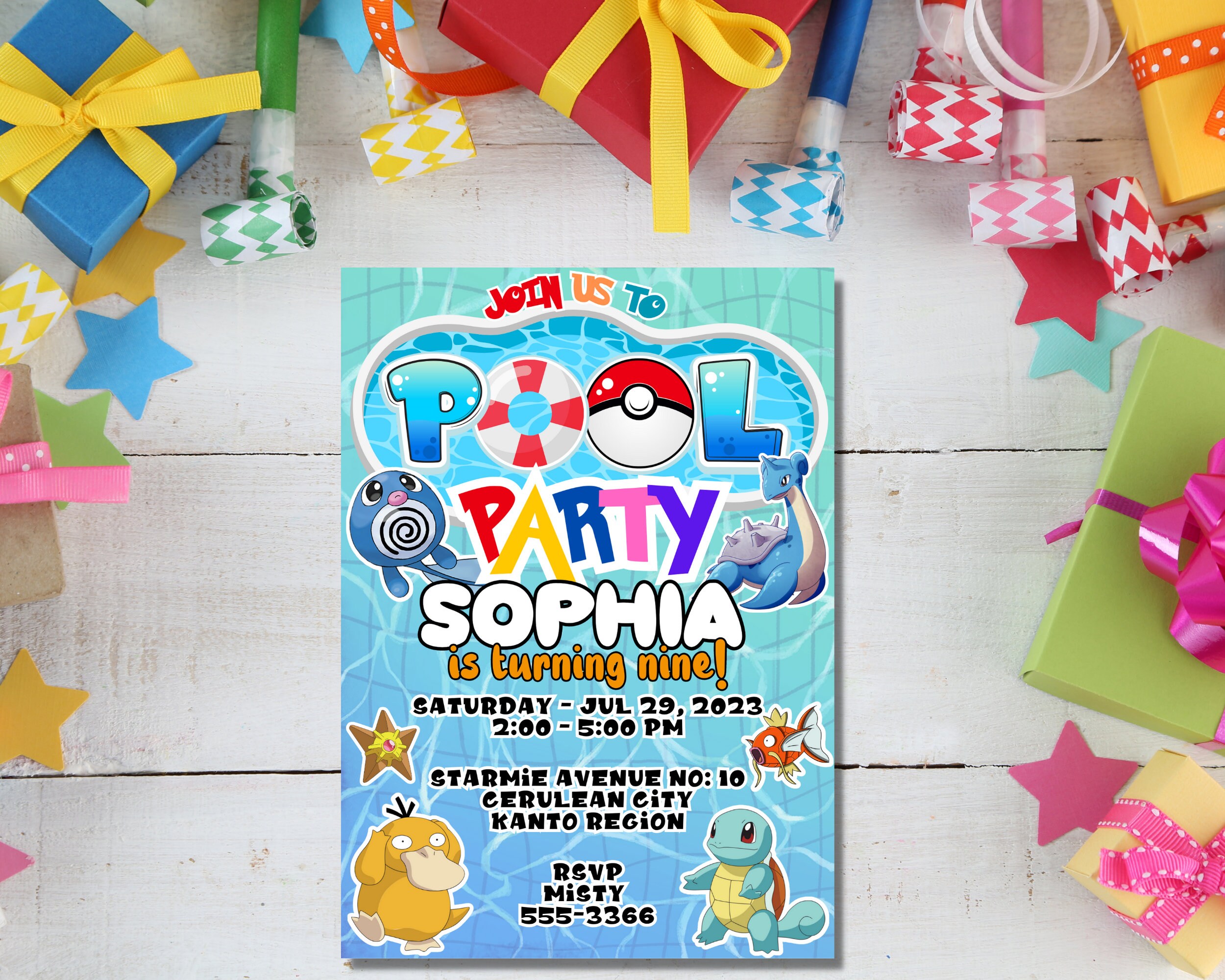 Pokemon Pool Party Birthday Invitation Personalized Pool - Etsy