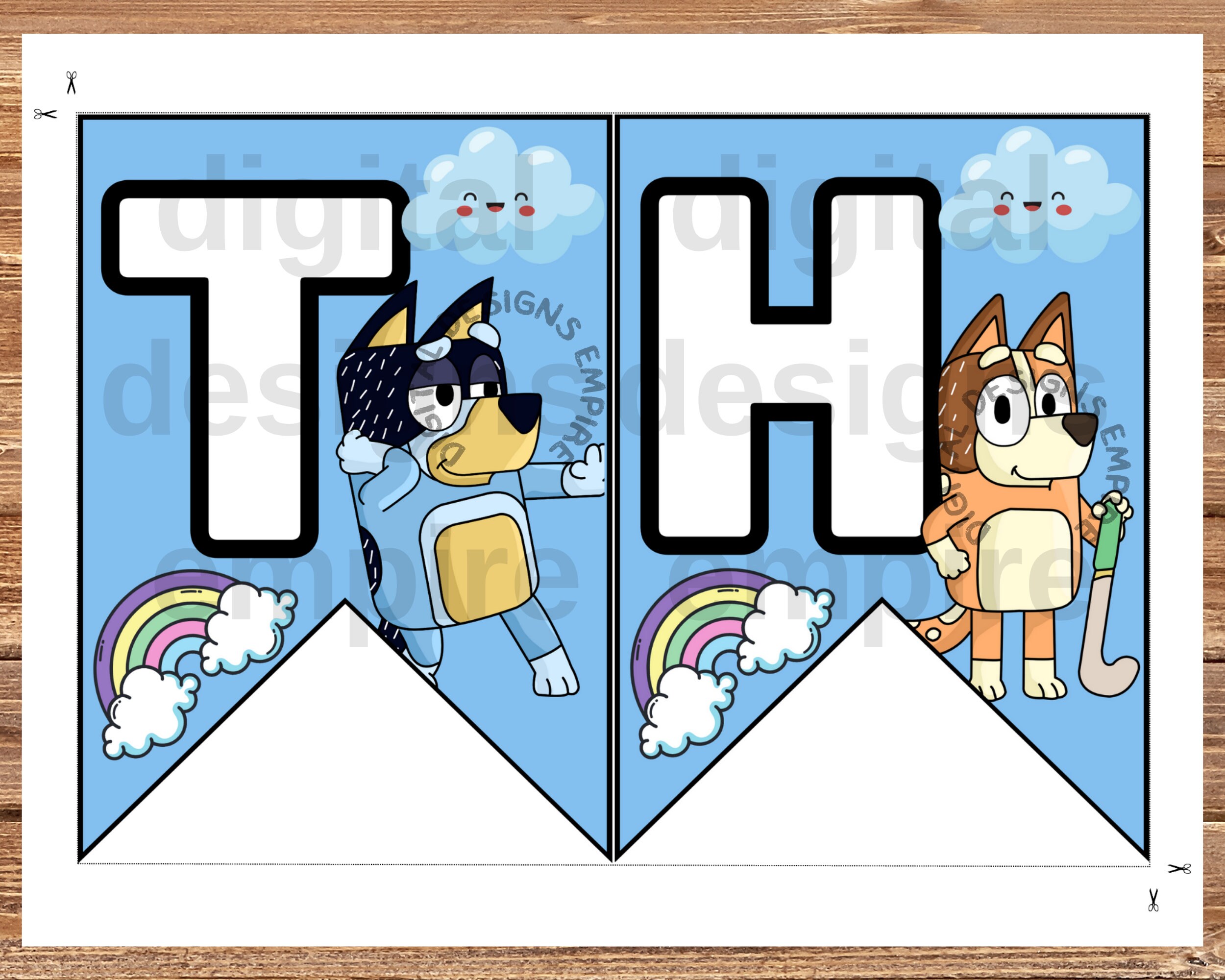 Bluey Birthday Banners Printable Bluey Flags Personalized - Etsy México
