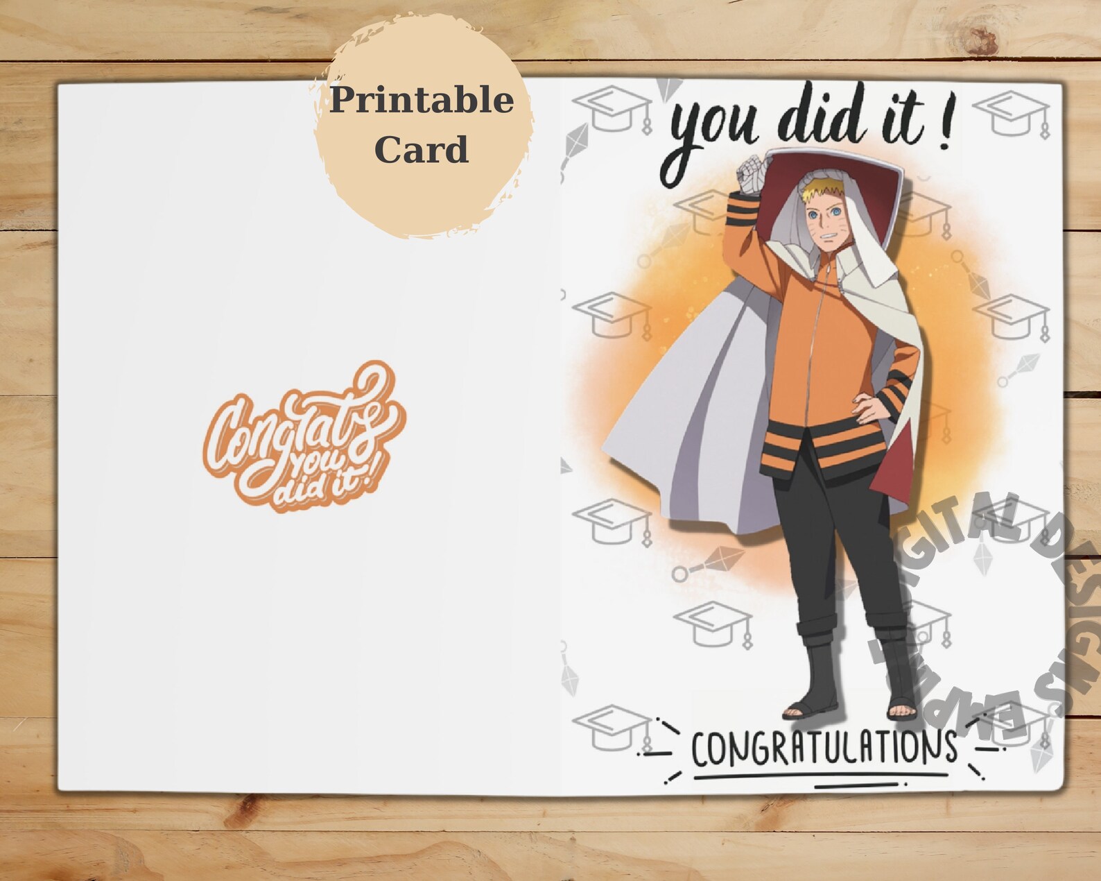 Printable Graduation Card Graduation Anime Card Graduation - Etsy
