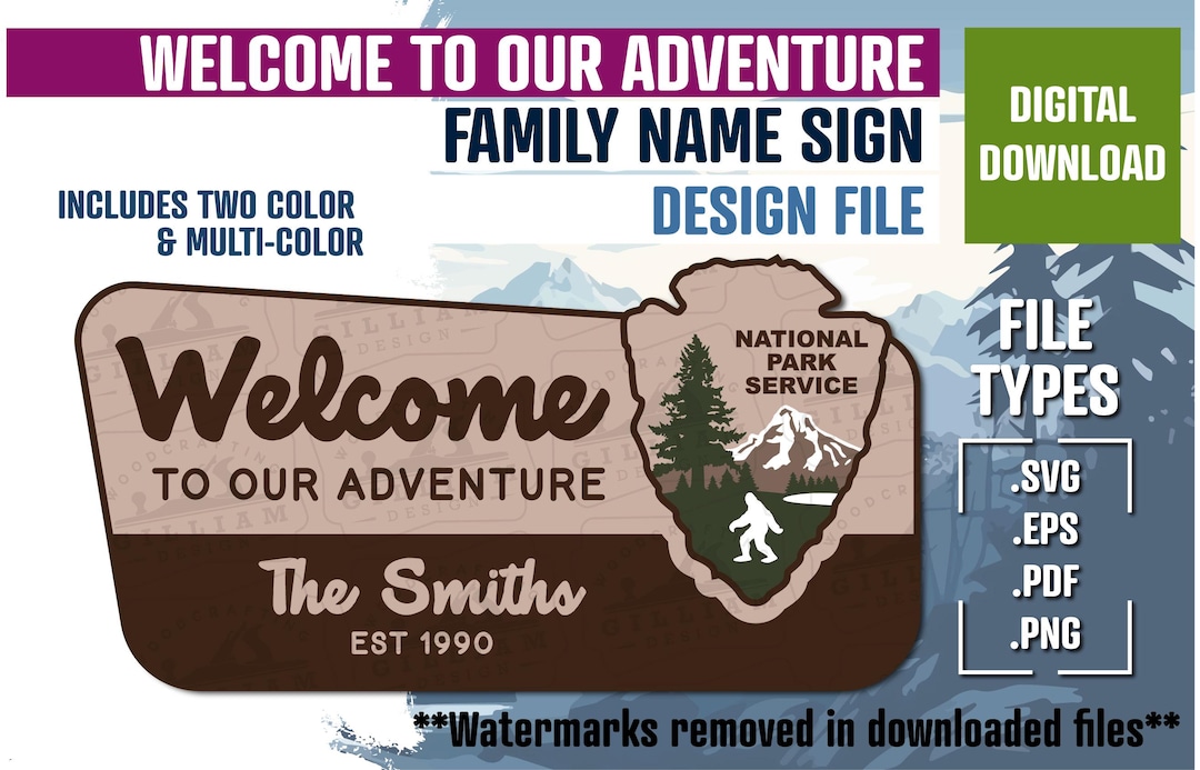 National Park Sign Design: Adventure Welcome SVG, PNG, PDF (digital ...