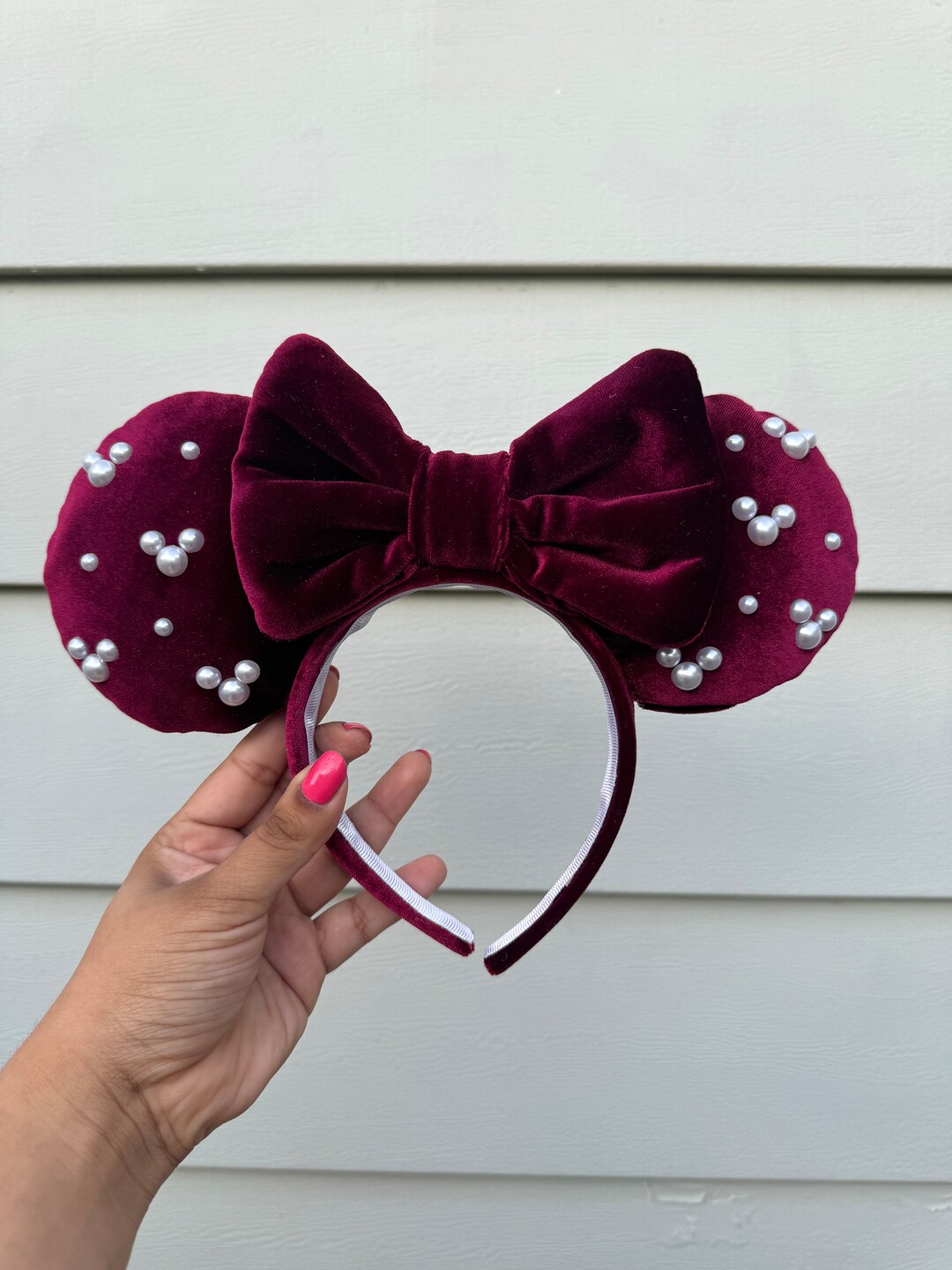 Burgundy Velvet Ears || Burgundy Velvet Pearl Ears - Etsy