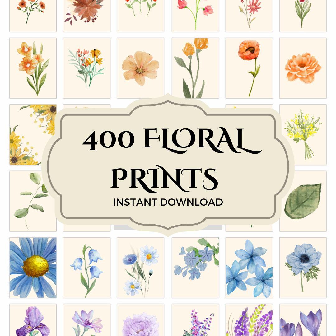 Floral Artwork Cottagecore Gallery Wall Print Posters Colorful Bundle ...