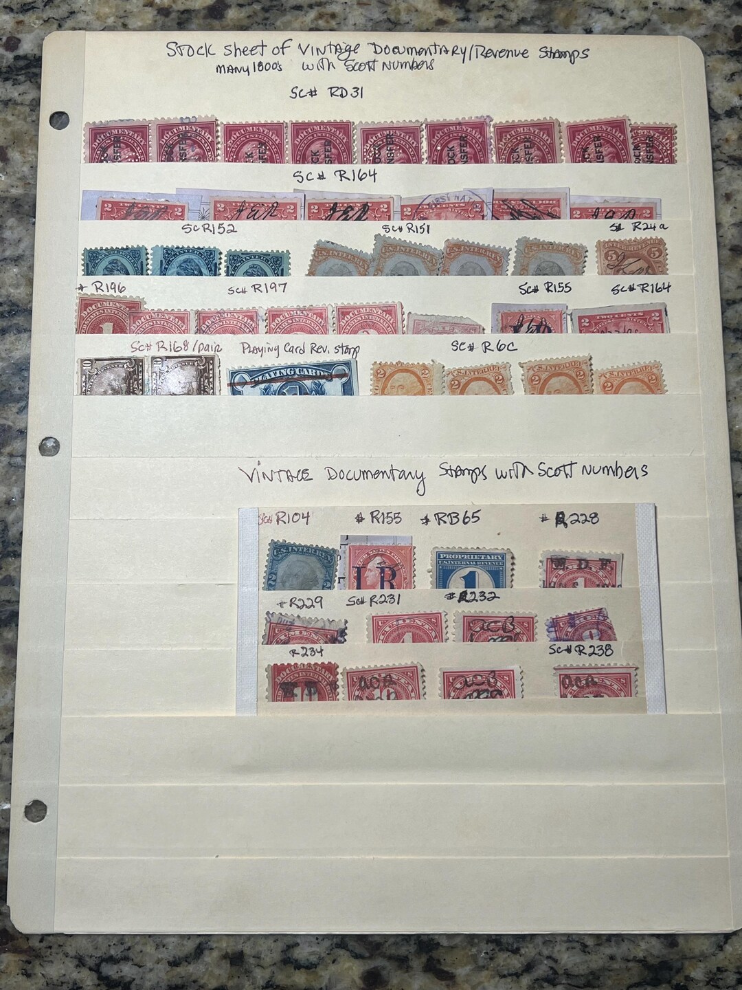 Large Lot of Vintage U.S. Revenue Stamps – 1800s Documentary ...