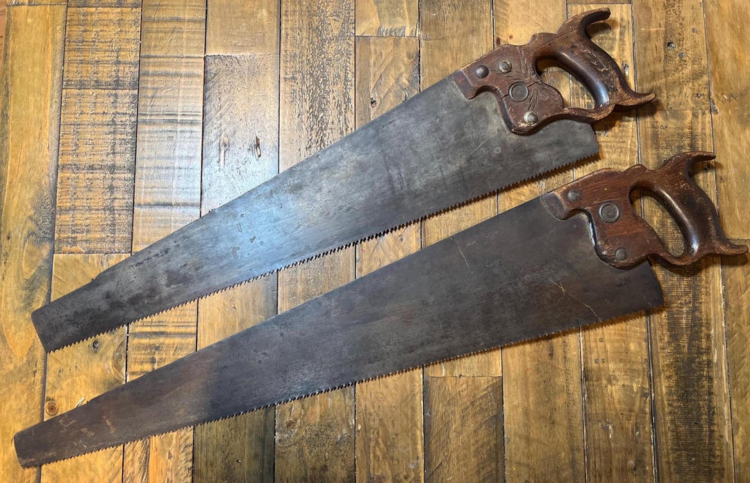 Lot of 2 Vintage Warranted Superior Handsaws – 70cm & 78cm, Early 20th ...