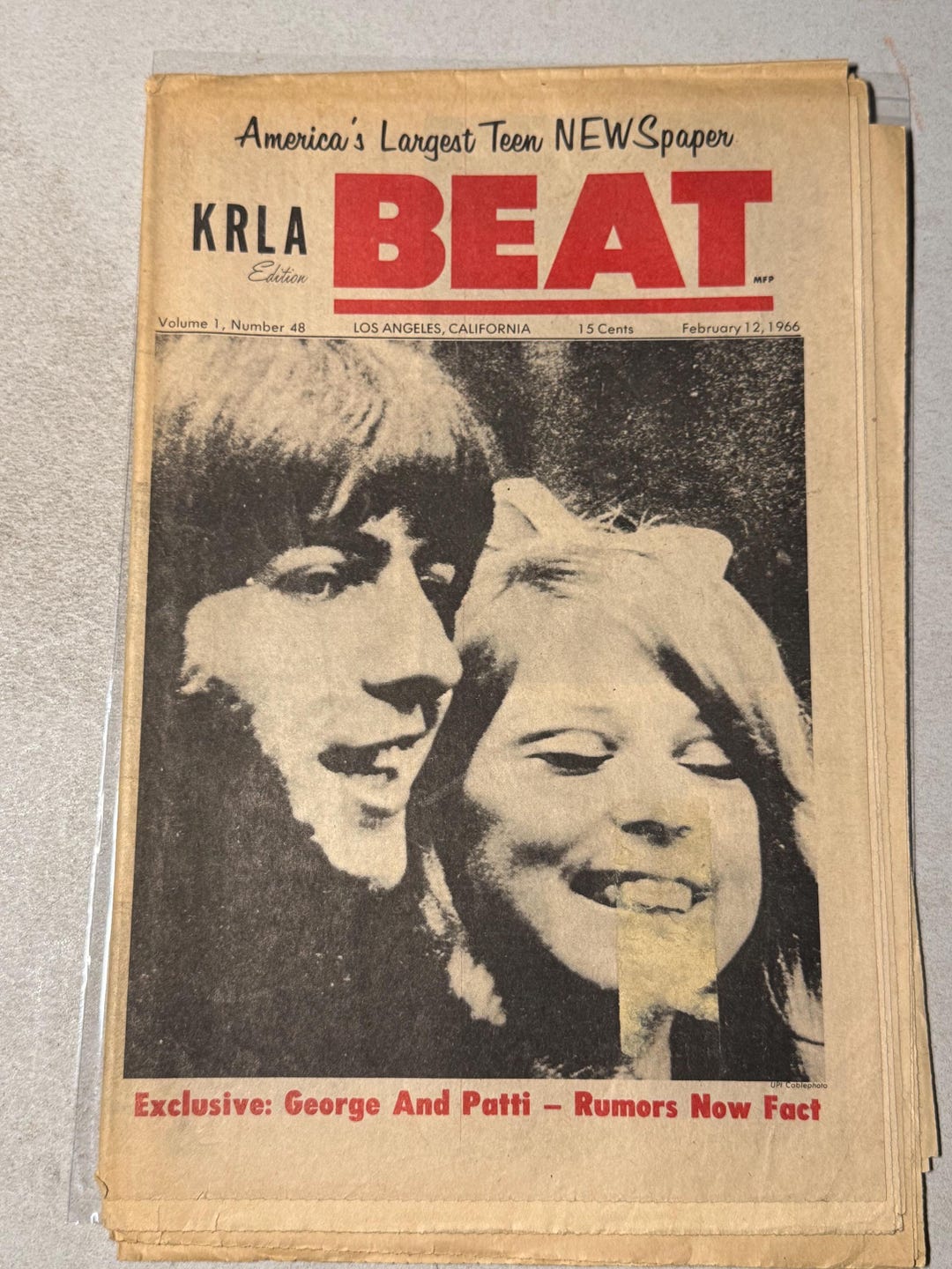 1966 KRLA BEAT Newspaper — George Harrison & Pattie Boyd Wedding Issue ...