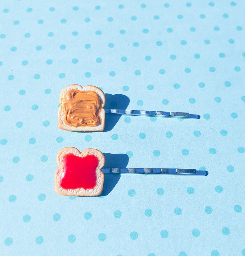 Handmade Polymer Clay Peanut Butter and Jelly Hair Pins - Etsy