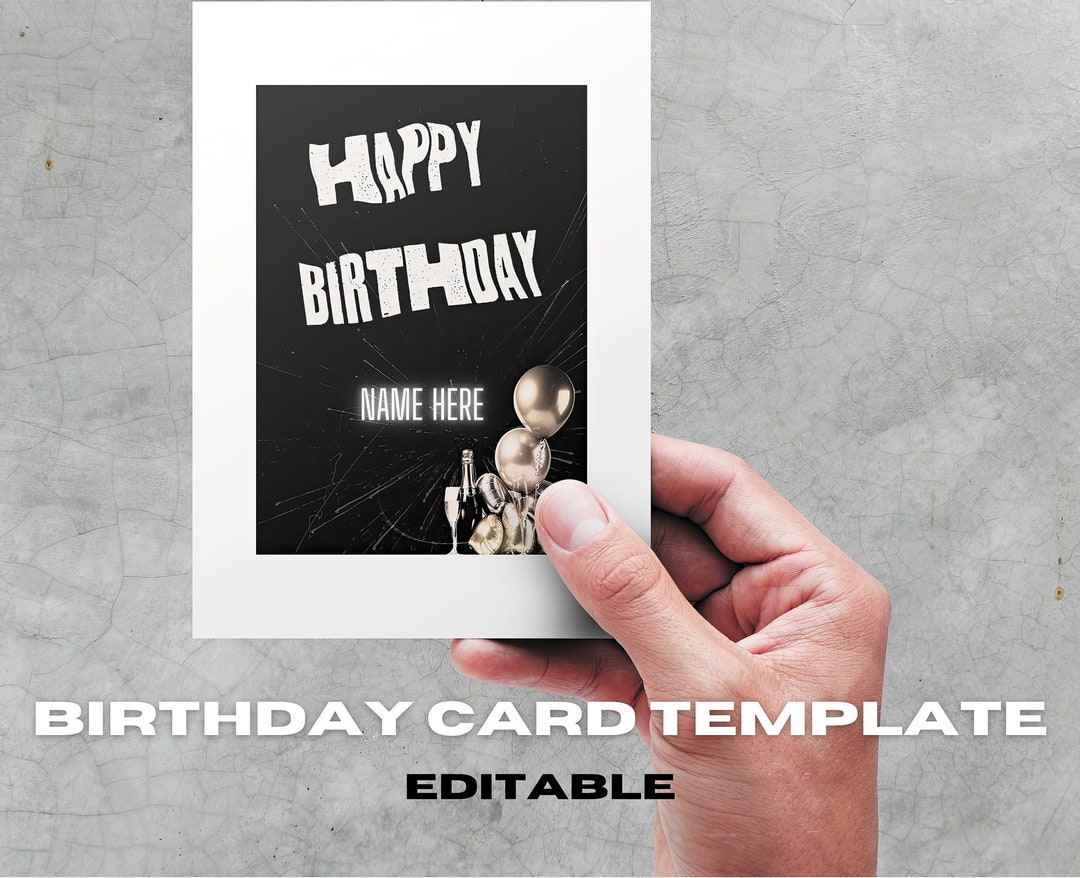 Editable Happy Birthday Card Template Digital File - Etsy Canada