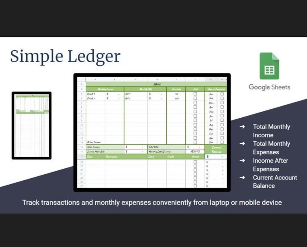 Simple Ledger Template Etsy 