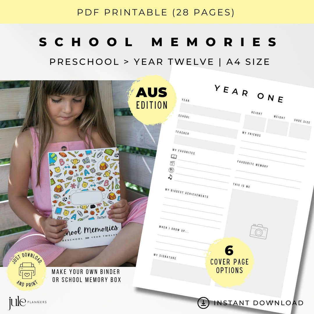 School Memories (AUS Edition) | School Memory Binder | Printable ...