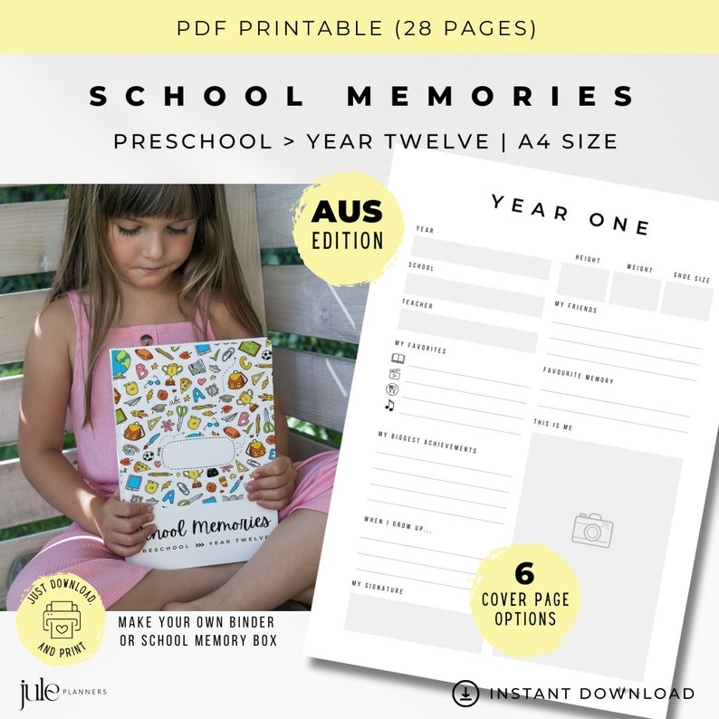 School Memories (AUS Edition) | School Memory Binder | Printable ...