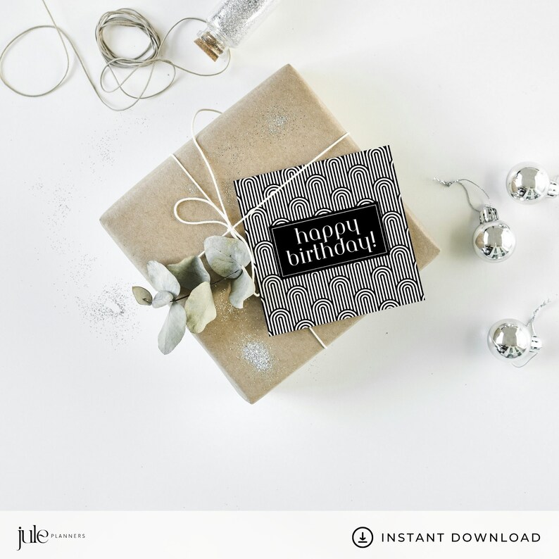 Printable Gift Tags and Stickers | Geometric Black + White | 12 Designs ...