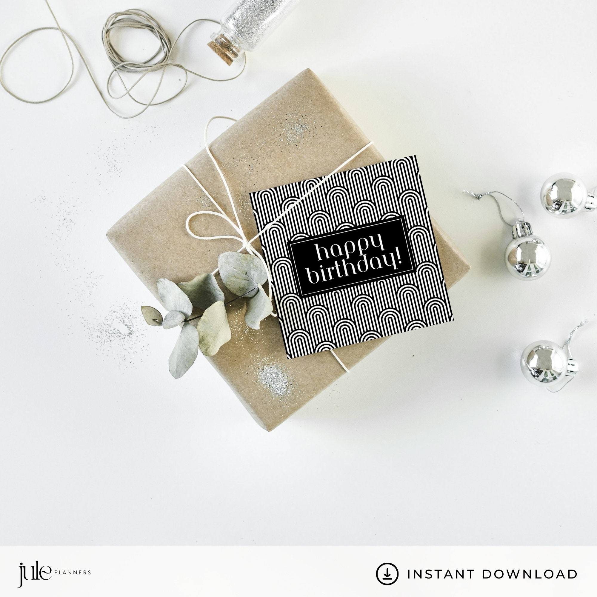 Printable Gift Tags and Stickers Geometric Black White 12 Designs PNG ...