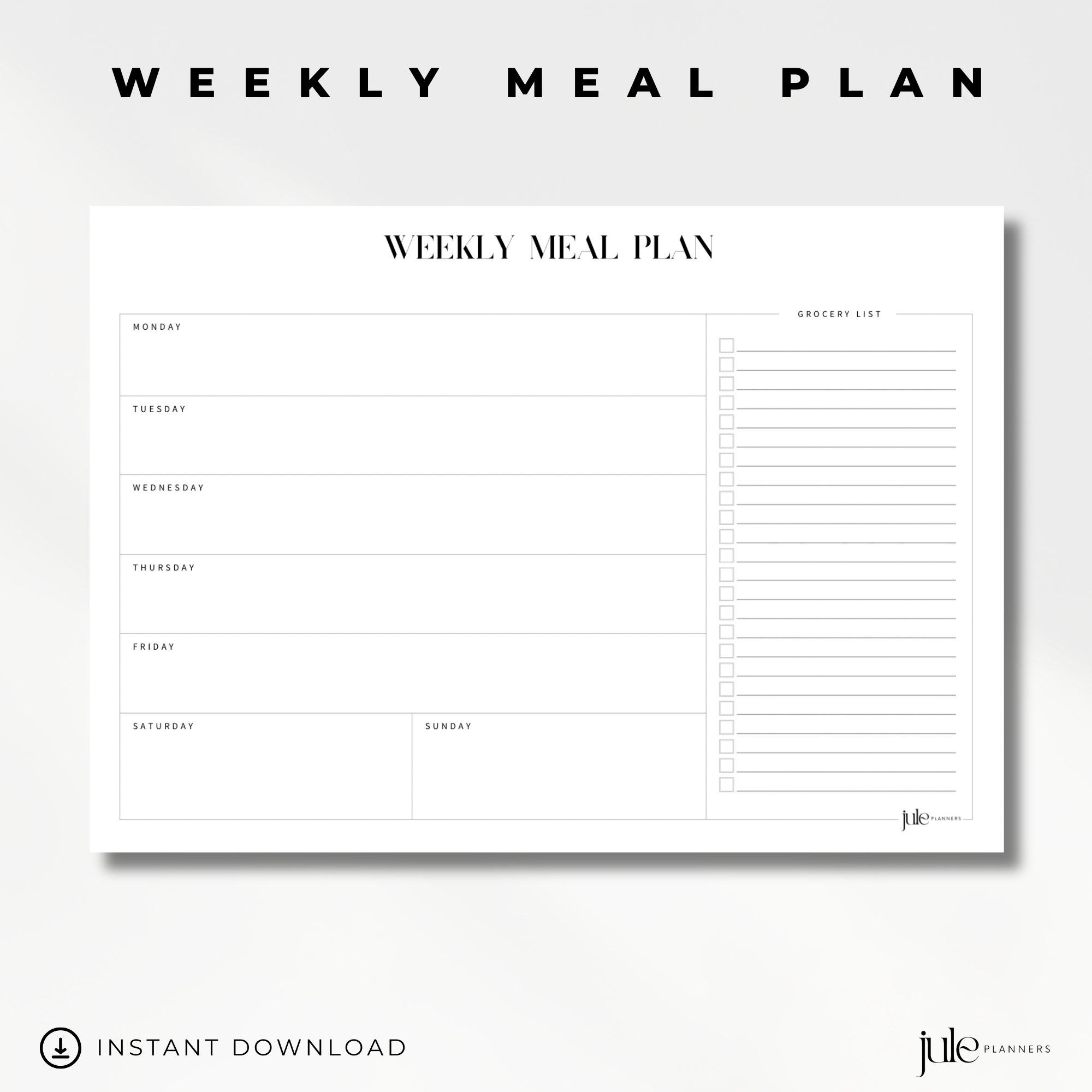 Weekly Meal Plan Printable | Digital | Landscape | A3 | A4 | Letter - Etsy