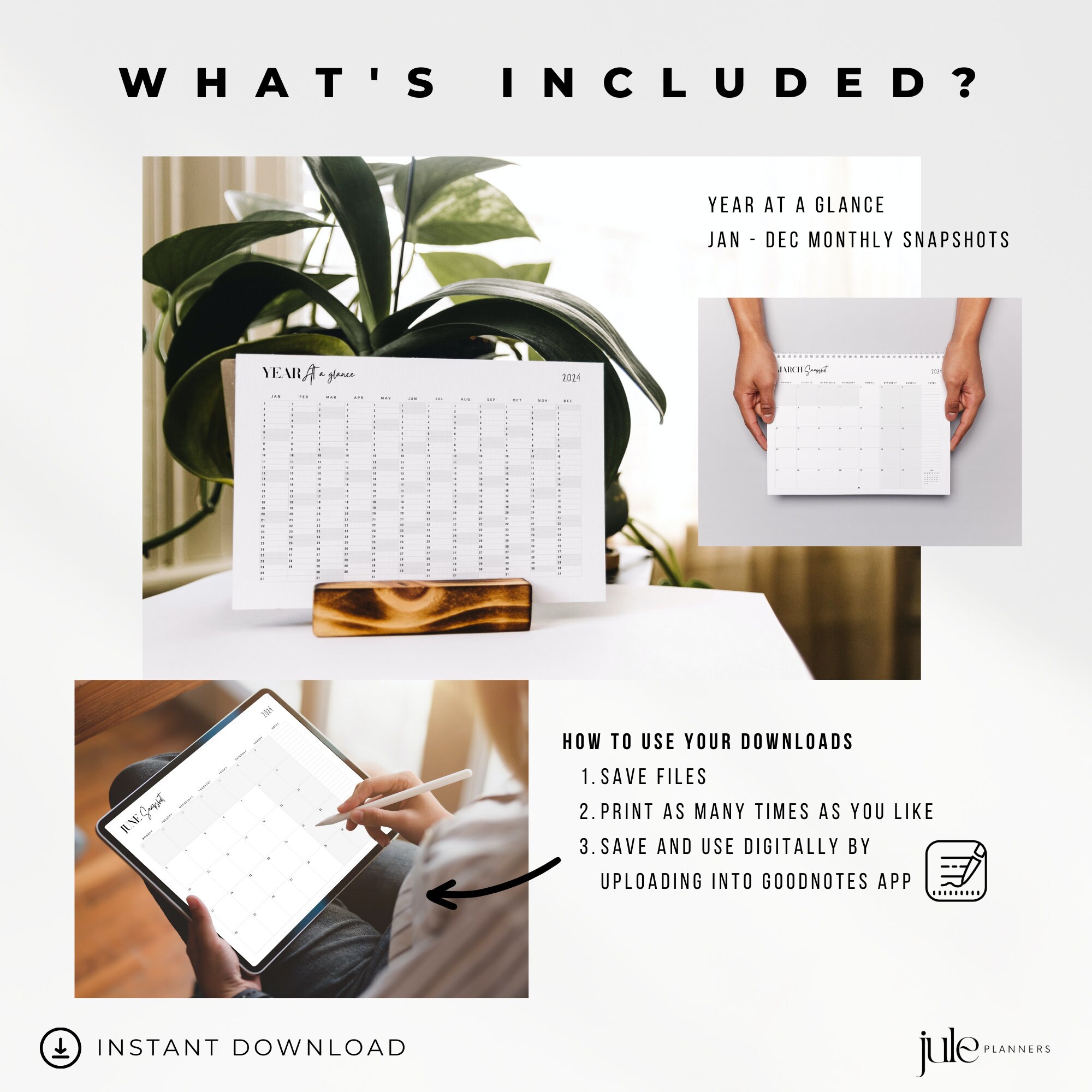 2024 Calendar Printable Digital Landscape A3 A4 Letter Etsy