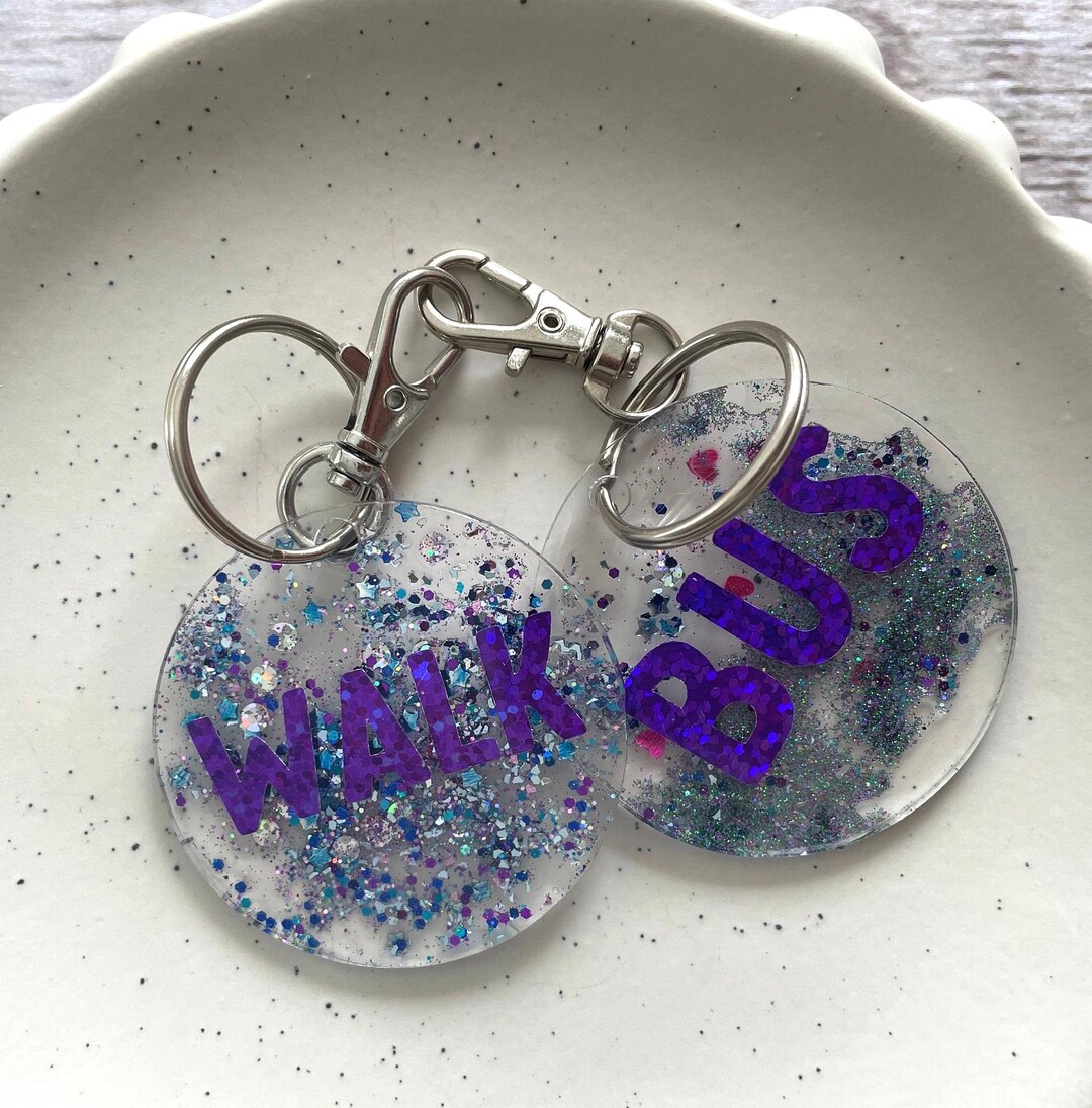 Set of Two After School Pick up Reminder Keyrings Home Time Bag Tags ...