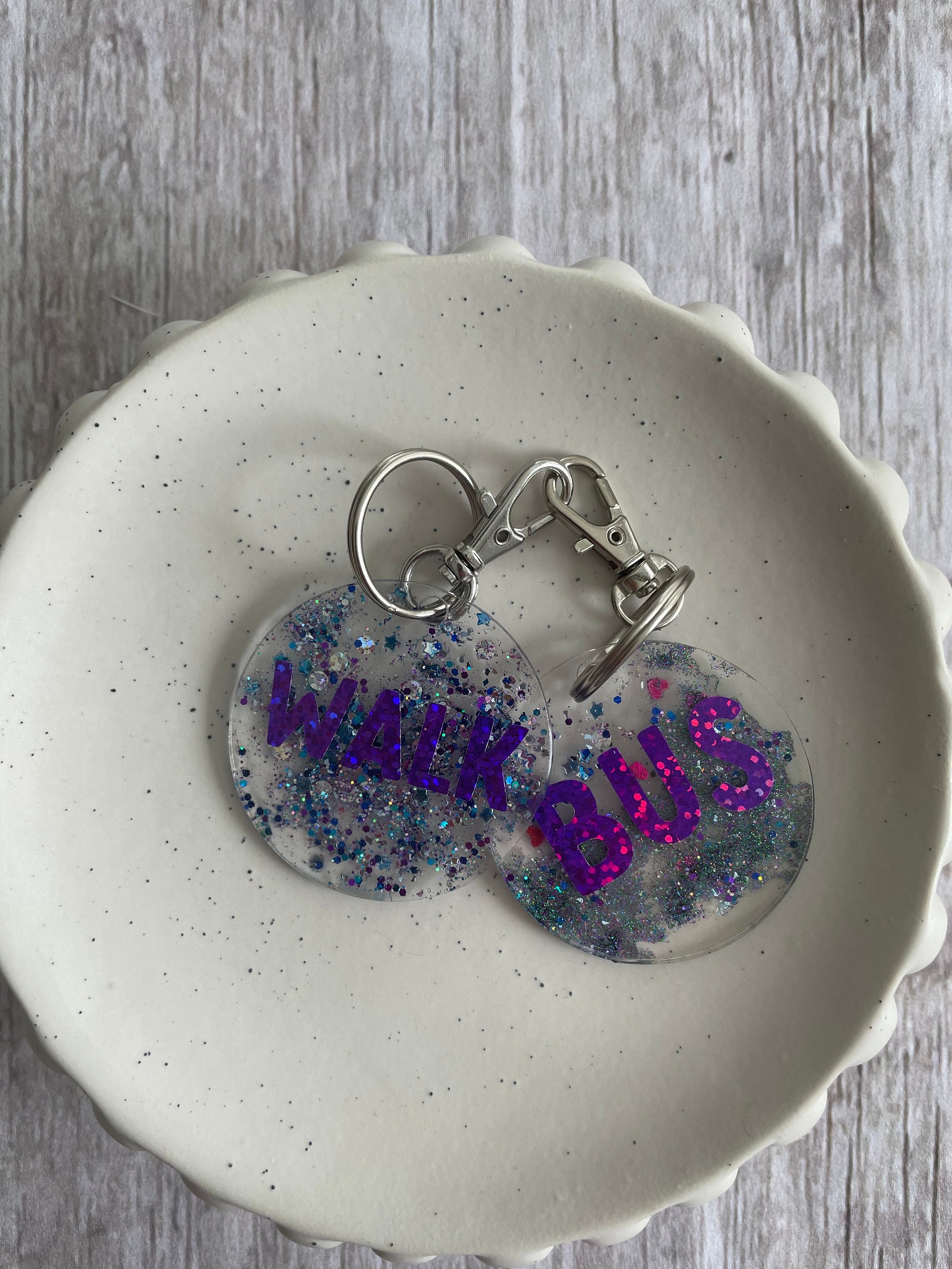 Set of Two After School Pick up Reminder Keyrings Home Time Bag Tags ...