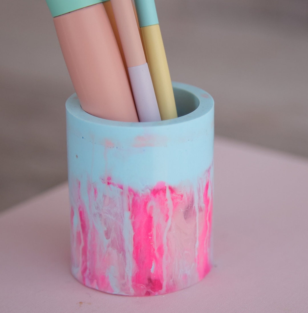 Cute Pink and Blue Mini Vase or Tiny Pot, Pencil Pot or Bathroom ...