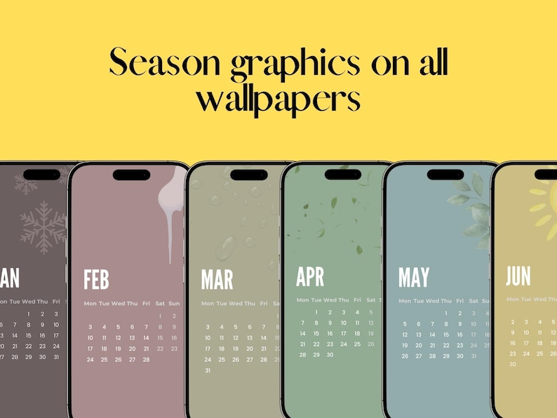 2026 Phone Wallpaper Calendar | Seasonal Aesthetic Lock Screen Pack ...
