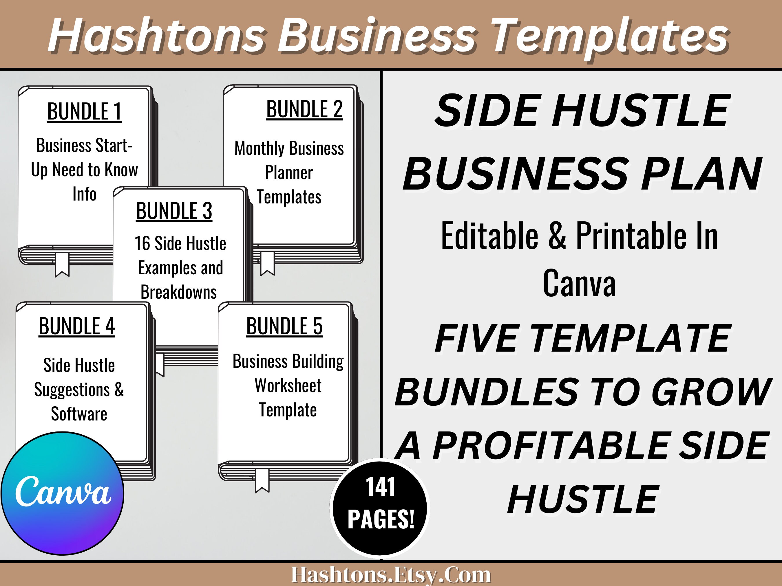 Business Plan Template Bundle for Side Hustles, 141 Page Template ...