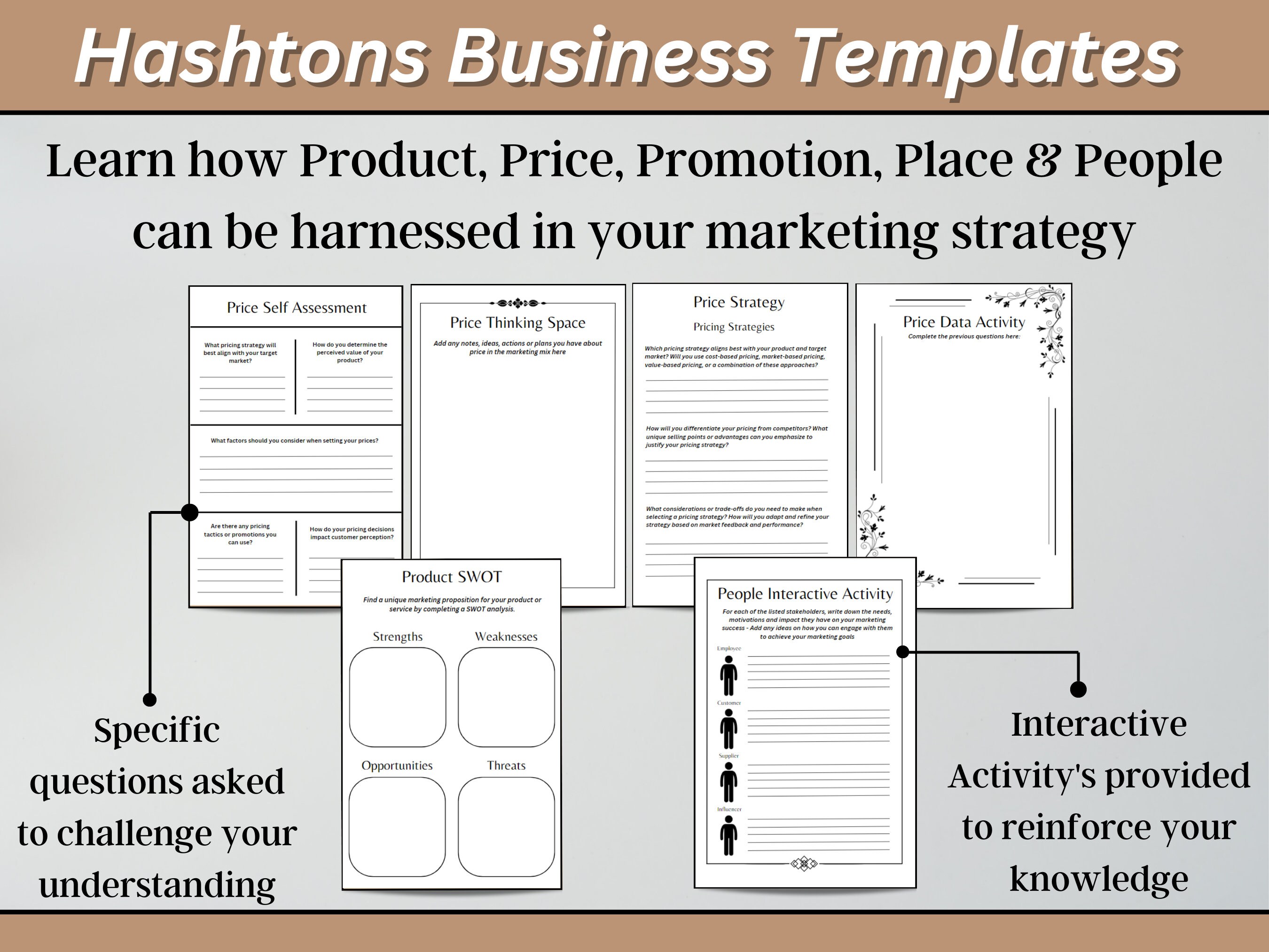 Marketing Strategy Worksheets Small Business Marketing Templates Canva ...