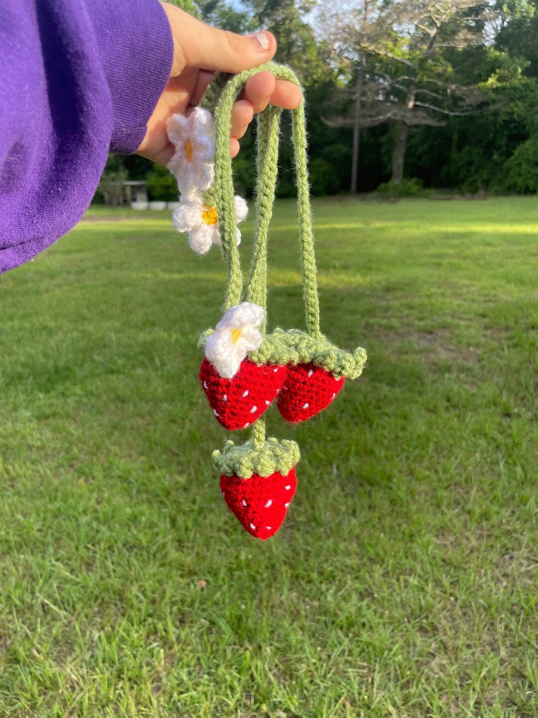 Crochet Strawberry Rear View Mirror Charm - Etsy