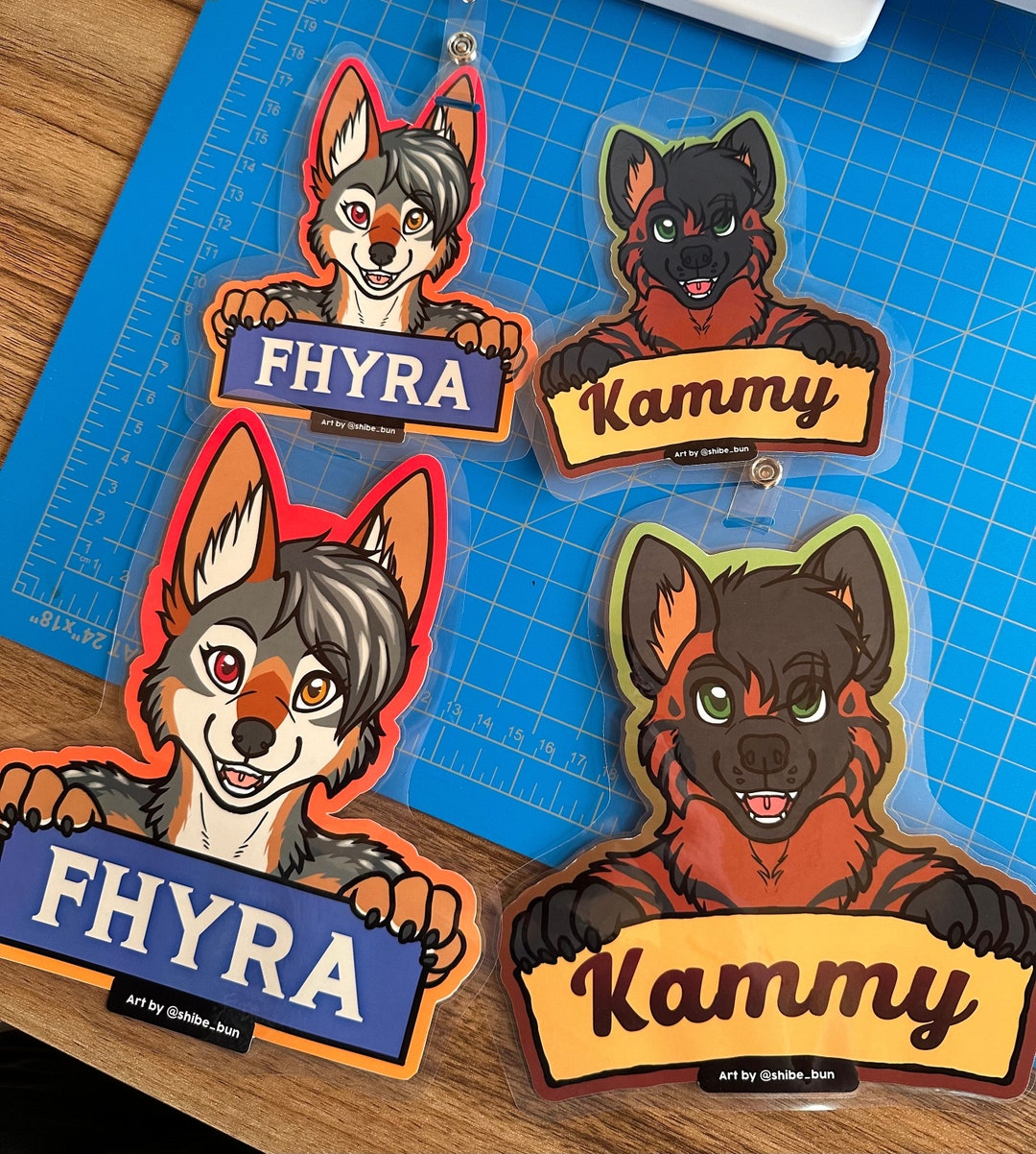 Furry Badge / Fursuit Badge (flat Color) - Etsy
