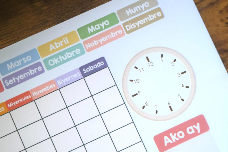 Tagalog Calendar ( Kalendaryo Sa Wikang Filipino ) Homeschool Printable ...