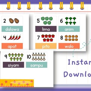 Filipino Flashcard Numbers Tagalog Homeschool Materials Printable ...
