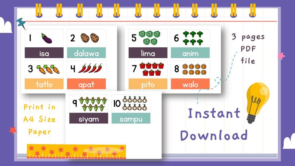 Filipino Flashcard Numbers Tagalog Homeschool Materials Printable ...