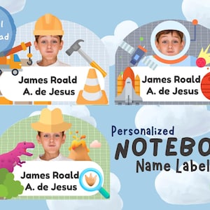 Boy Themed School Name Label Editable Digital Canva Template Printable ...