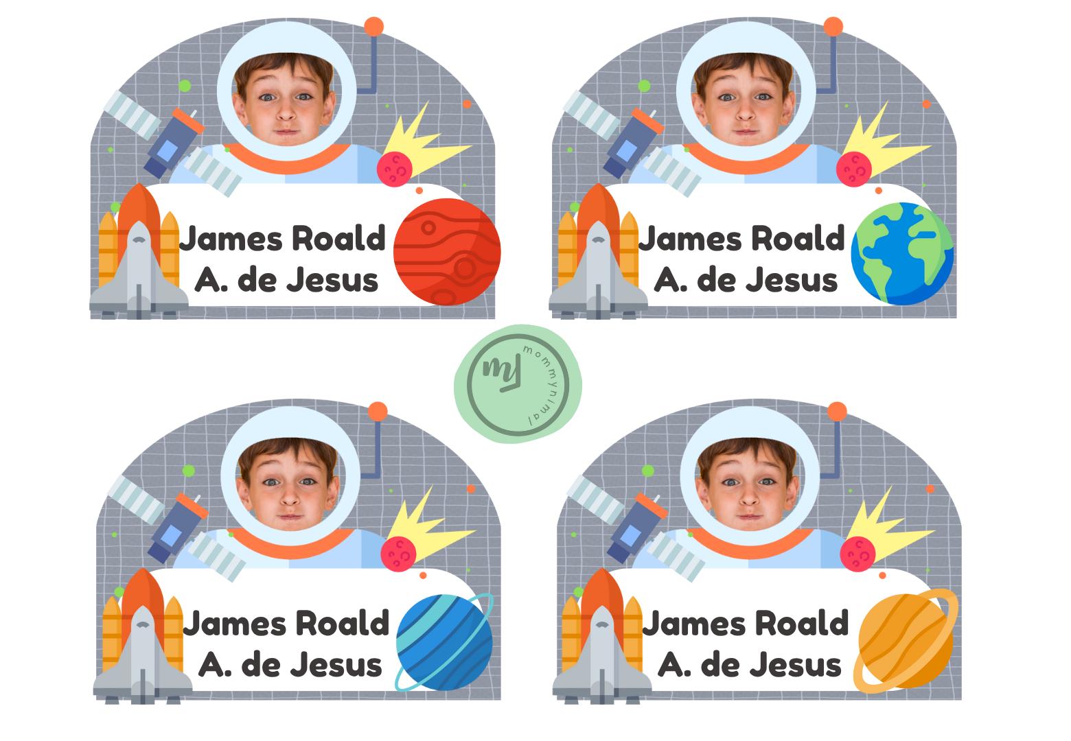 Boy Themed School Name Label Editable Digital Canva Template Printable ...
