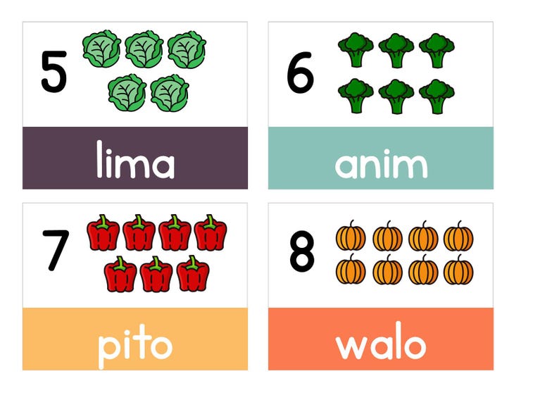 Filipino Flashcard Numbers Tagalog Homeschool Materials Printable ...