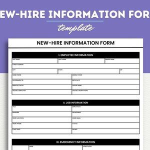 Employee Information Form Template Employee Info Form Hr - Etsy