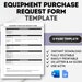 Equipment Purchase Request Form Template (google Docs, MS Word) - Etsy
