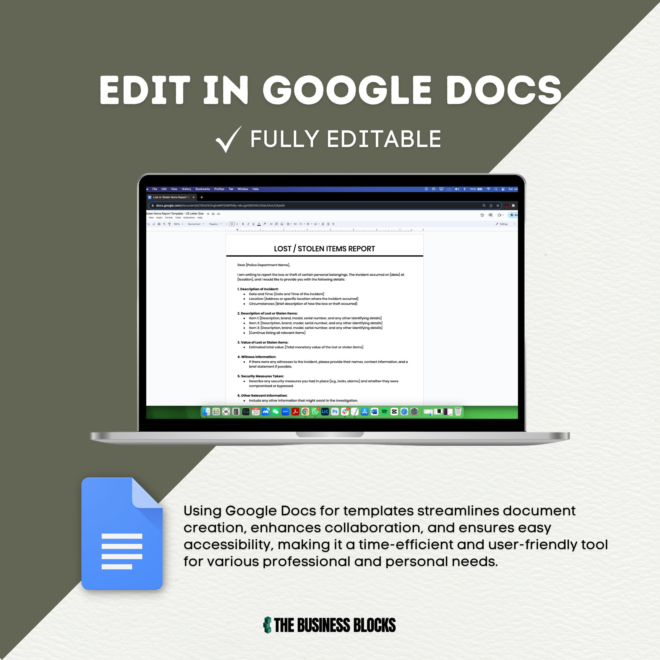 Lost or Stolen Items Report Template Lost Property Report Stolen Items Form Lost and Found ...