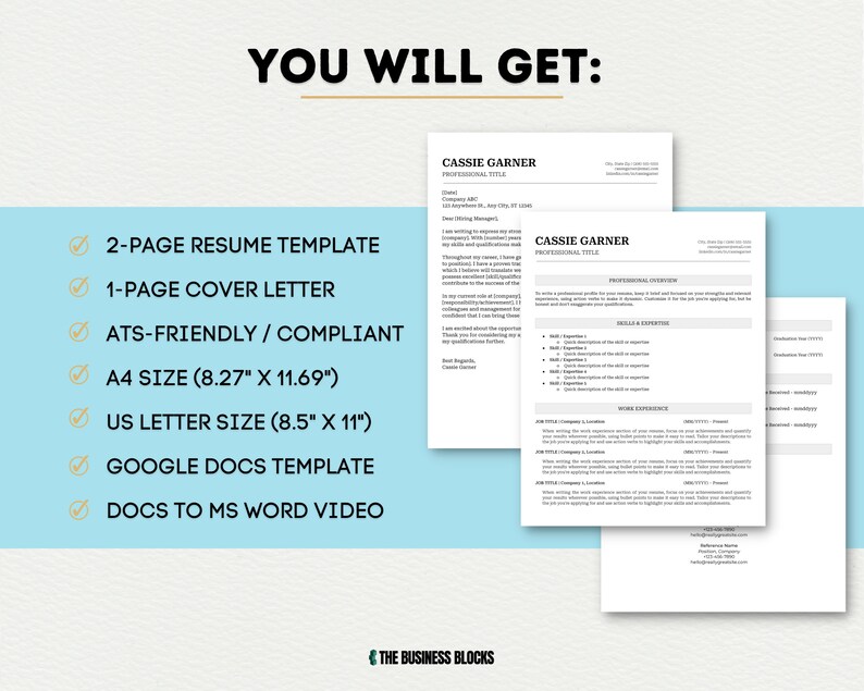 Simple Resume Template ATS Word Resume Template Cover Letter Good ...
