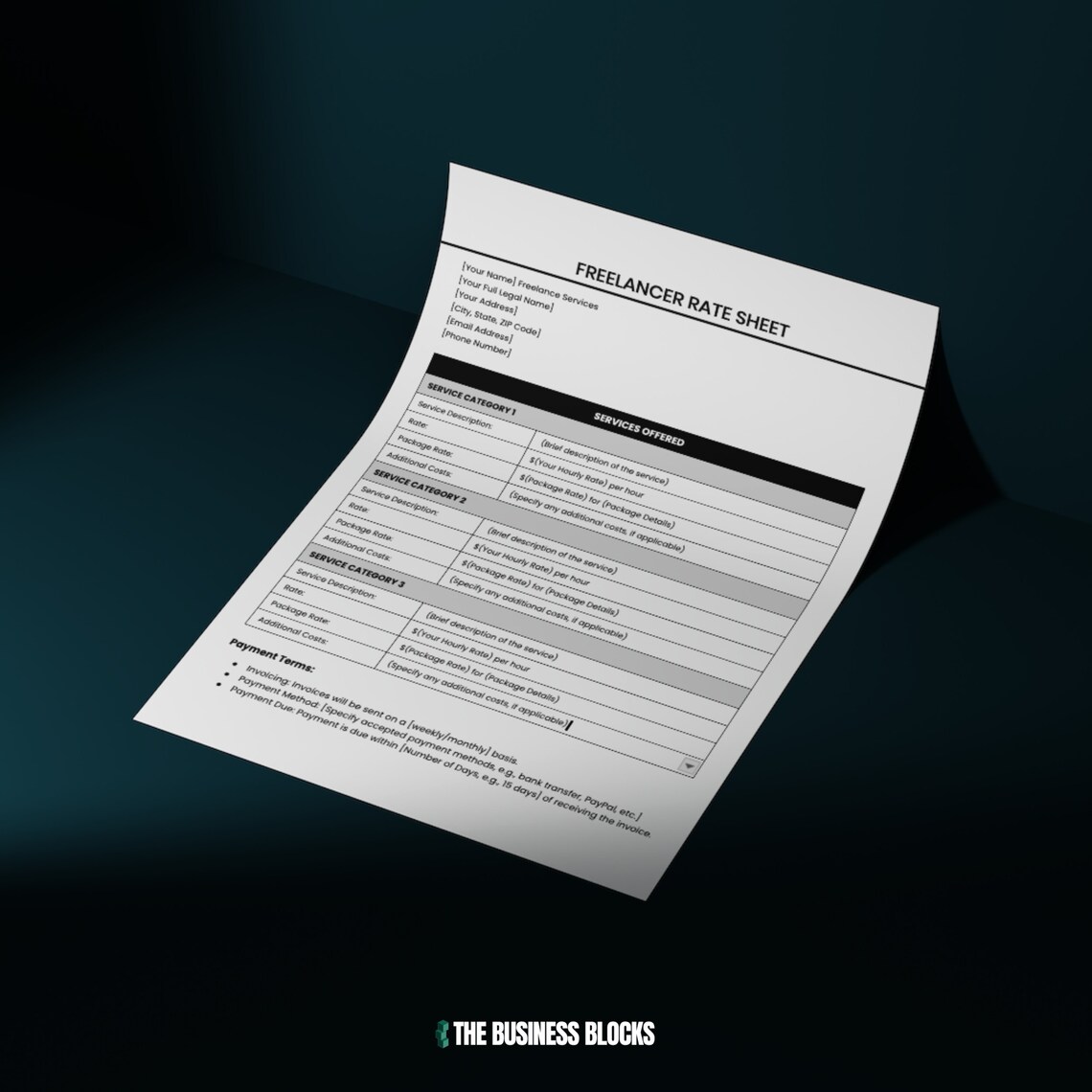 Freelancer Rate Sheet Template: Editable Pricing Guide (google Docs, MS ...