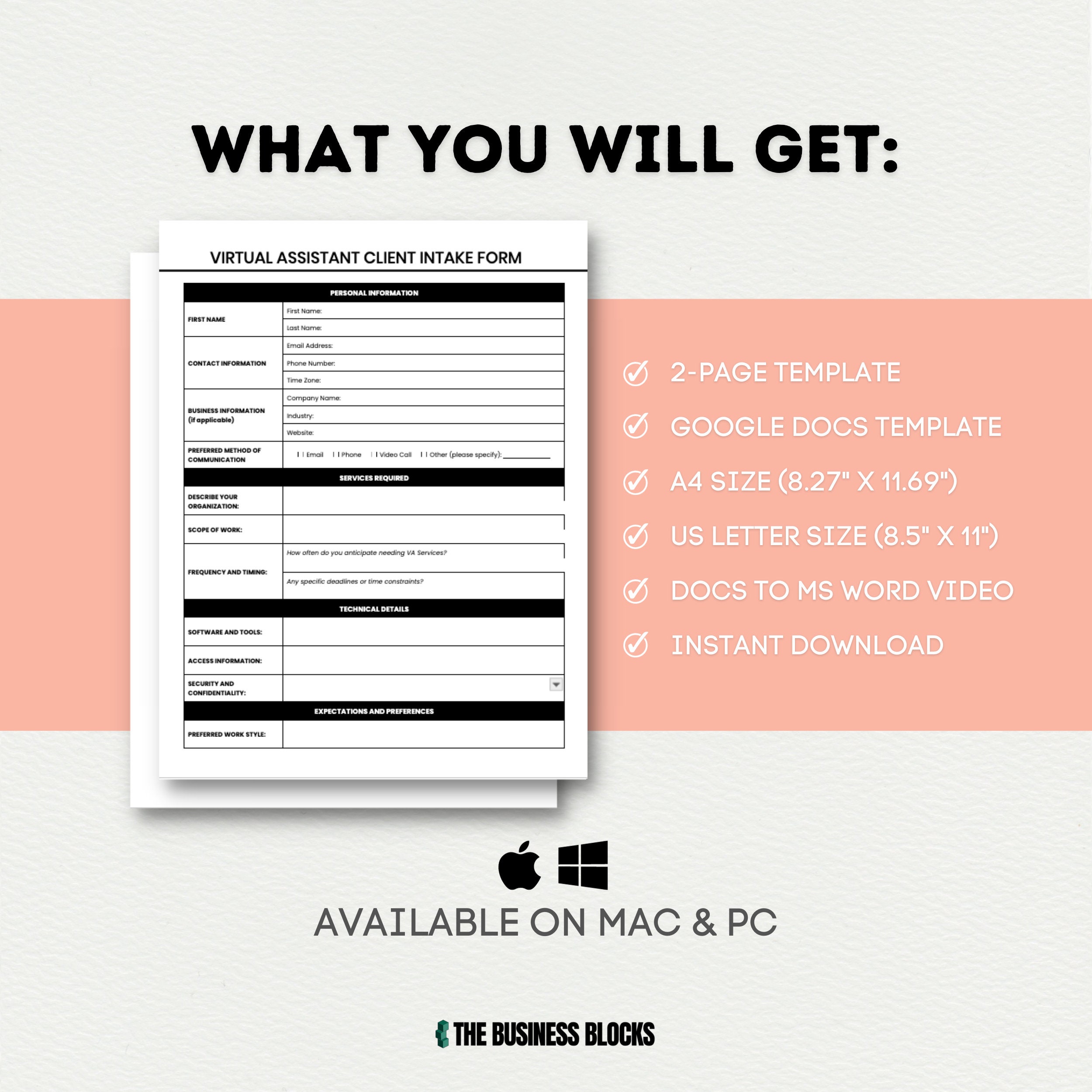 Virtual Assistant Client Intake Form Template VA Client Onboarding ...