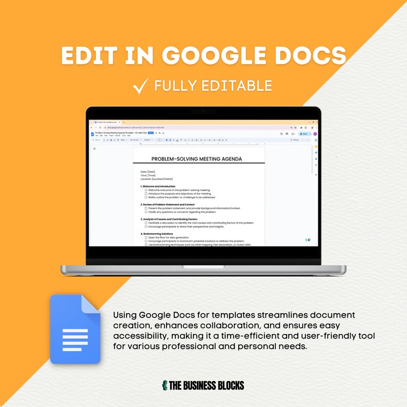 Problem-solving Meeting Agenda Template: Editable Business Checklist ...