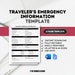 Travel Emergency Information Template: Safety Contact List (digital ...