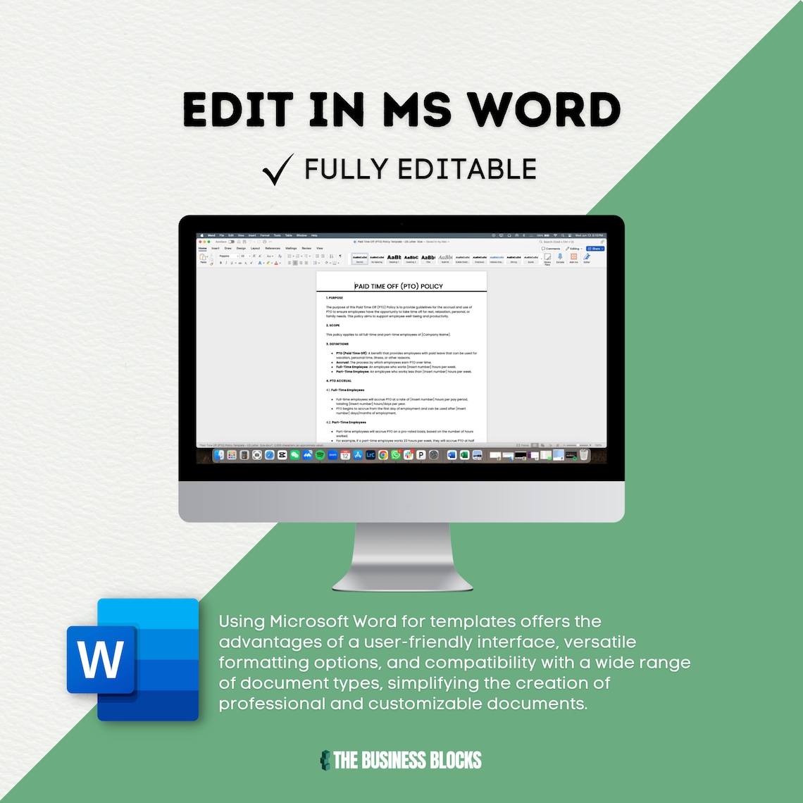PTO Policy Template: Paid Time off Guidelines (google Docs, MS Word) - Etsy