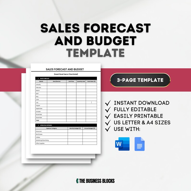 Sales Forecast & Budget Template: Financial Projection (google Docs/ms ...