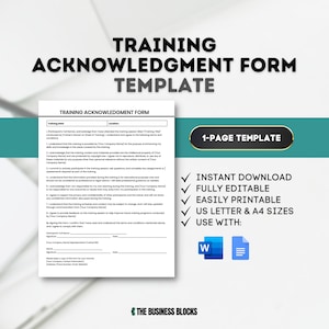 Training Acknowledgment Form Template Employee Training Form Training ...