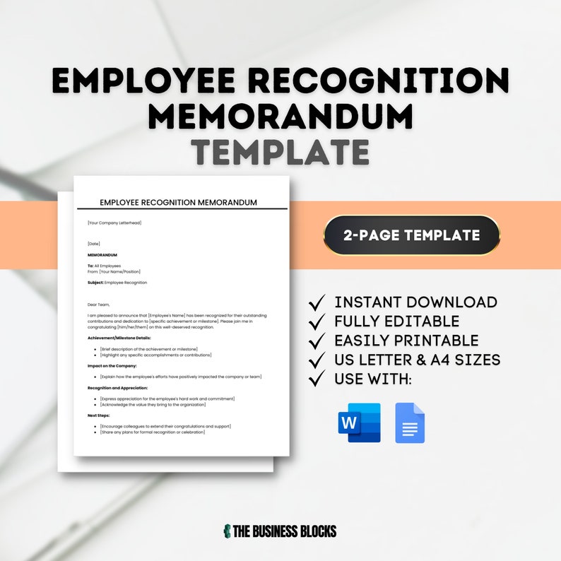 Employee Recognition Memorandum Template Staff Appreciation Memo Format ...