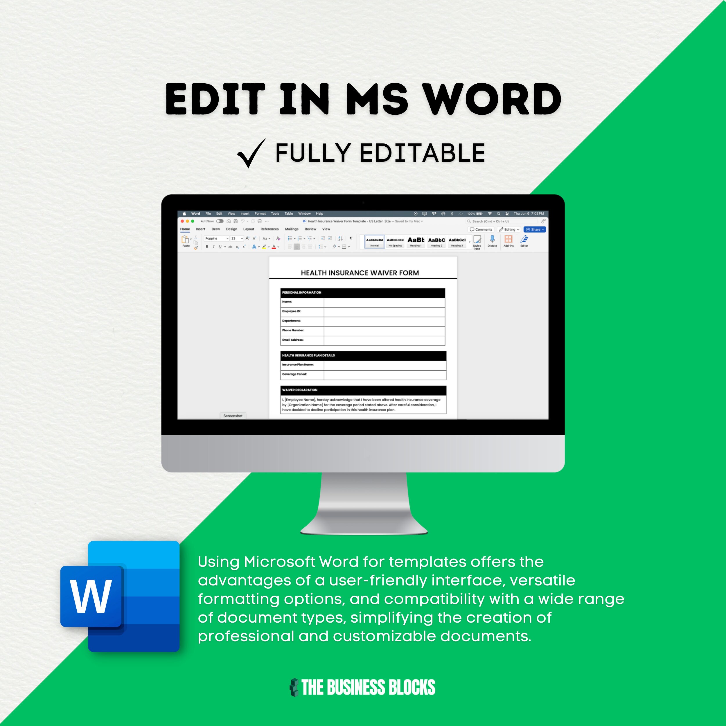 Health Insurance Waiver Form Template: Editable Coverage Opt-out ...
